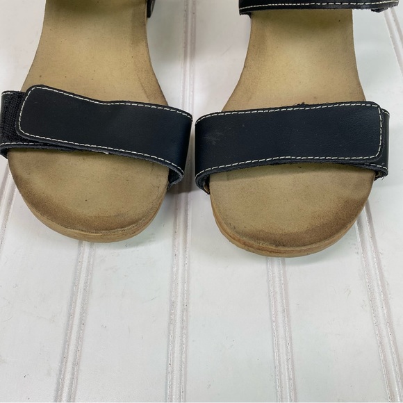 Clarks | Shoes | Clarks Alto Madi Black Leather Wedge Heels | Poshmark